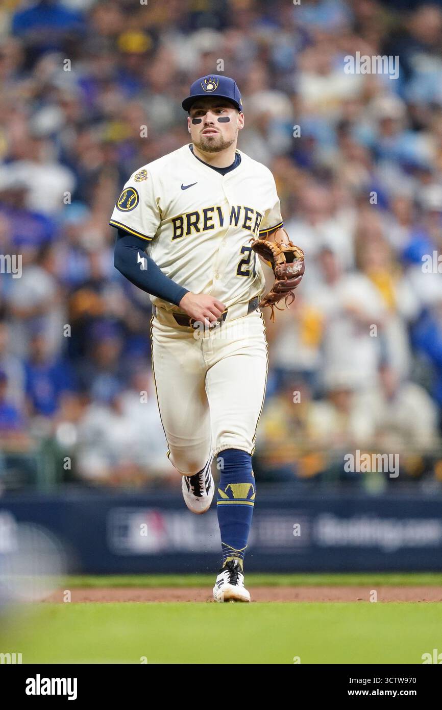 Milwaukee Brewers third baseman Caleb Durbin jogs on the infield during ...