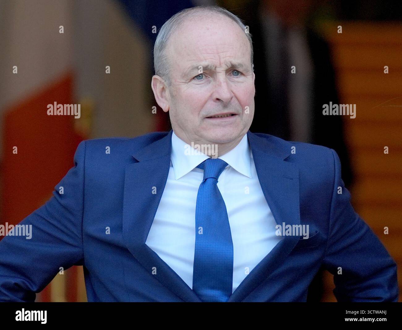 Taoiseach Micheal Martin awaits the arrival of South African President ...