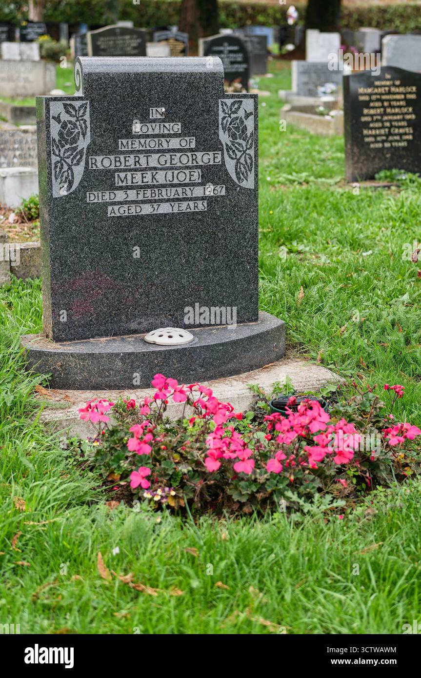 The grave of record producer Joe Meek, Newent Cemetery, Gloucestershire ...