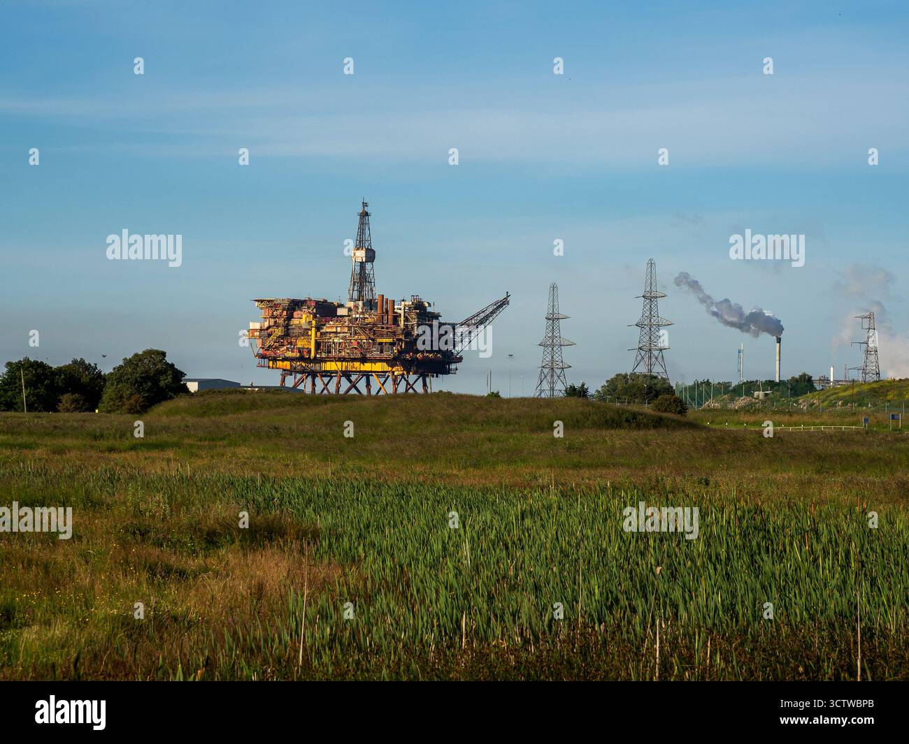 Brent Alpha oil platform topside being decommissioned Stock Photo - Alamy