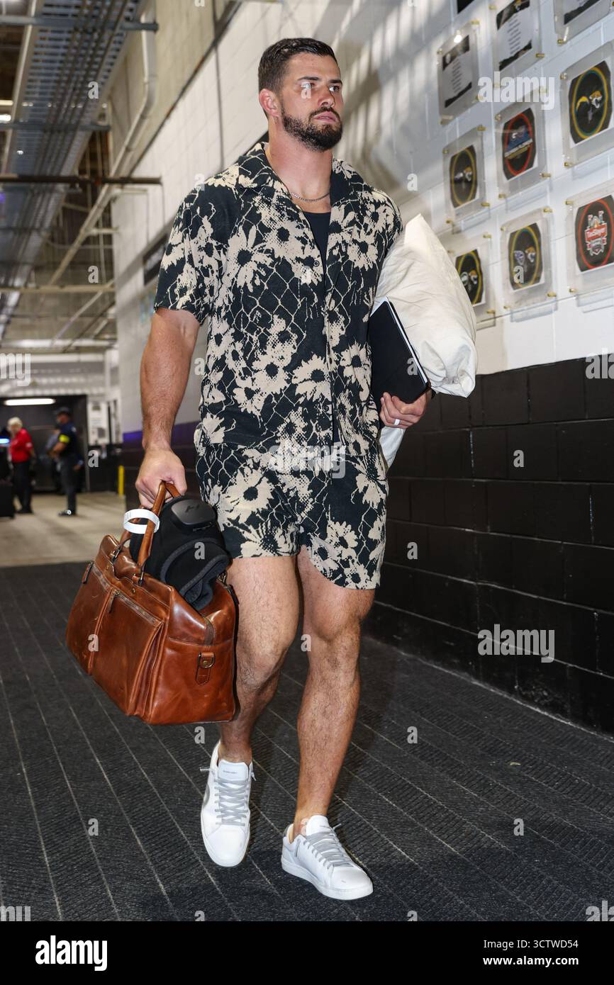 Kansas City Chiefs linebacker Drue Tranquill arrives at the stadium for ...