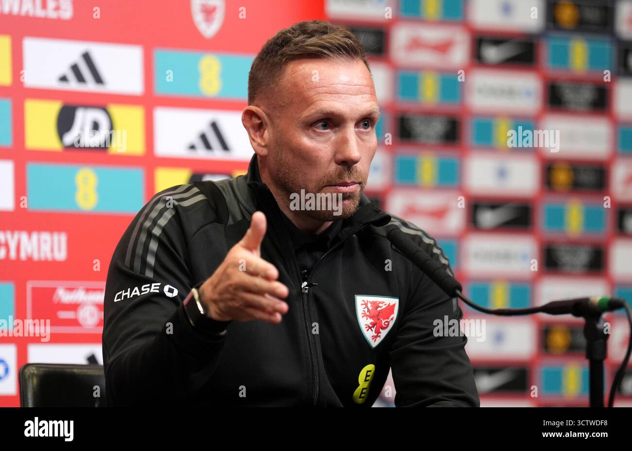 Wales manager Craig Bellamy during a press conference at Wembley ...