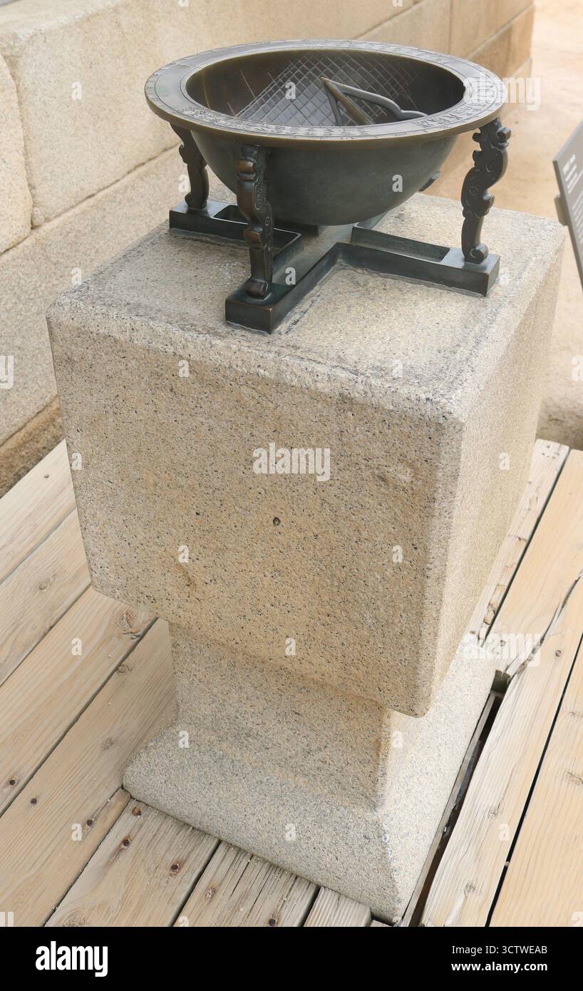A photograph of an Angbuilgu, a bronze hemispheric sundial, from ...