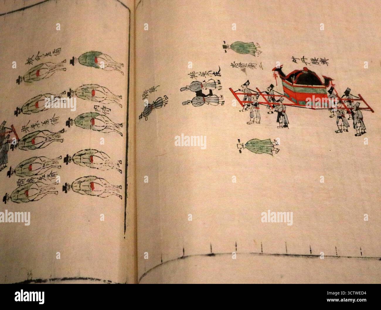 A hand-coloured illustration from a Korean Uigwe (Royal protocols ...
