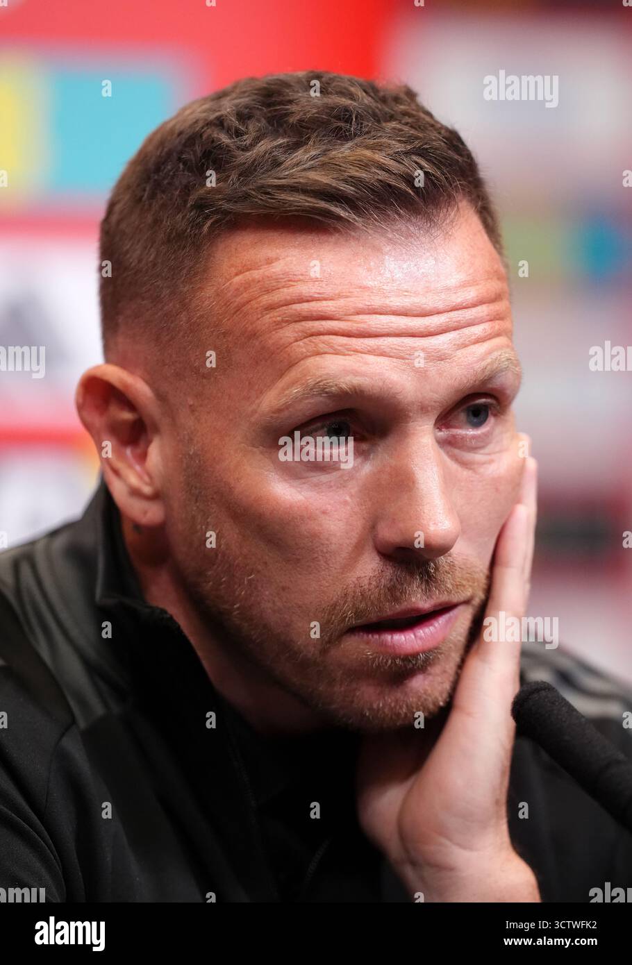 Wales manager Craig Bellamy during a press conference at Wembley ...