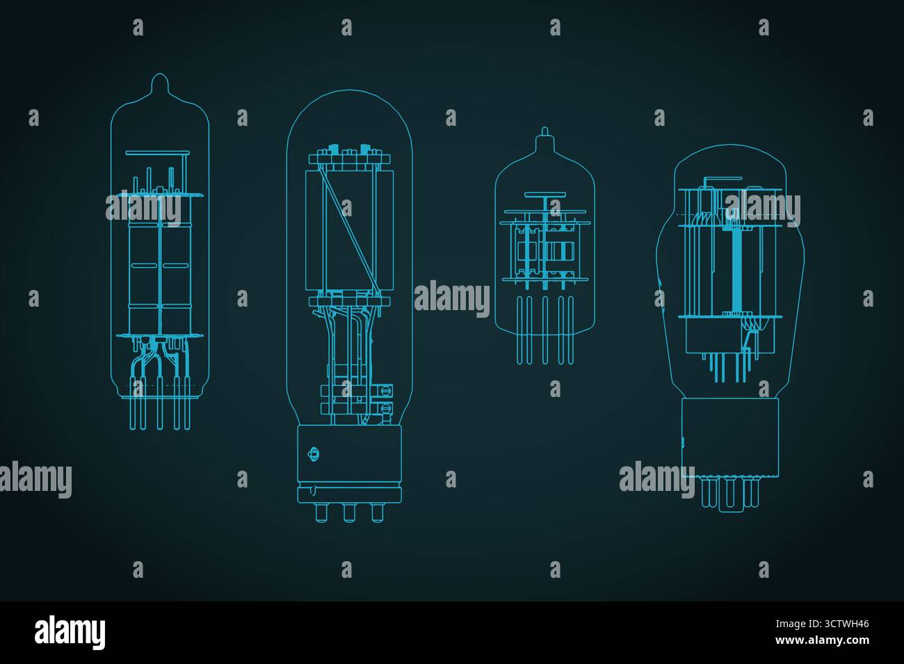Vacuum tube set drawings stylized vector illustration Stock Vector ...