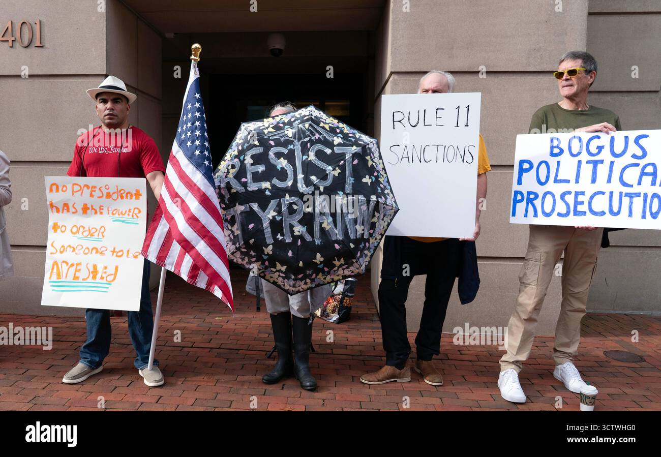 Demonstrators protest outside of the Albert V. Bryan United States ...