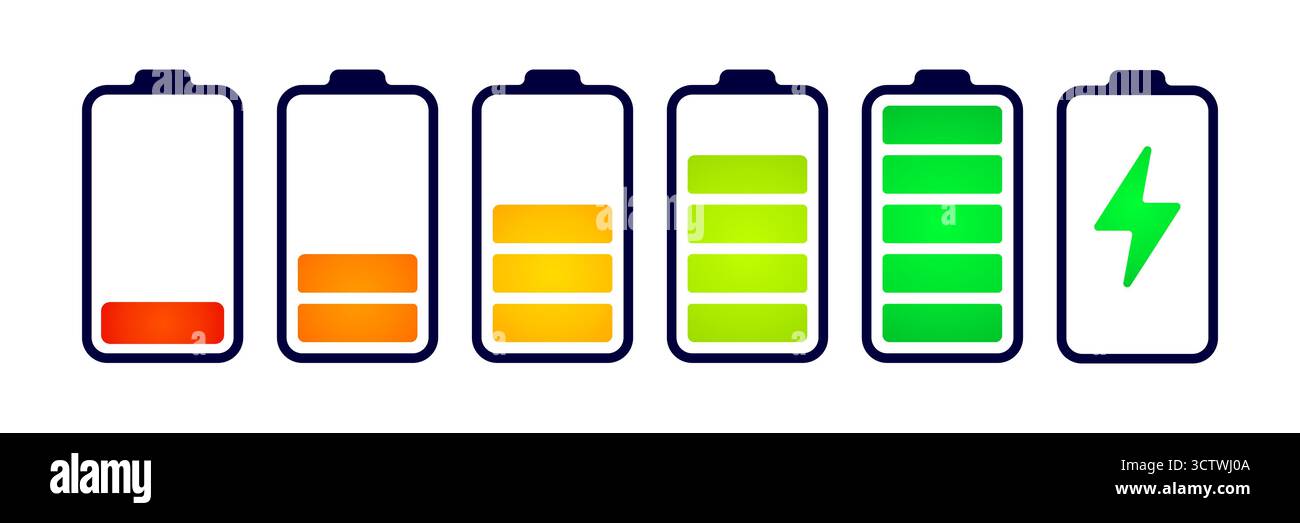 Battery charging smartphone icons Cut Out Stock Images & Pictures - Alamy