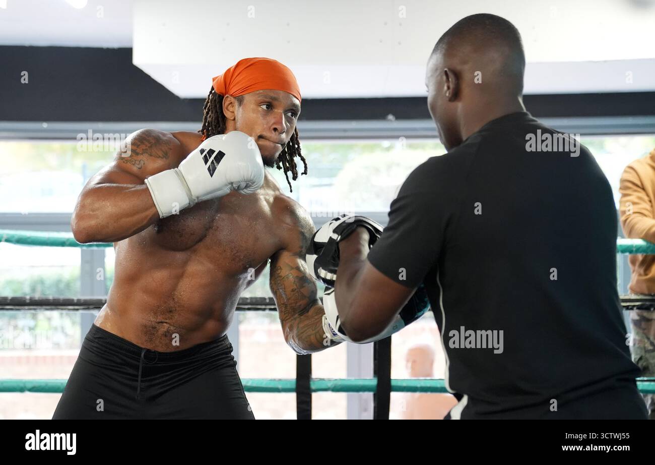 Anthony Yarde during a training session at Dennis & Dyer Boxing Academy ...