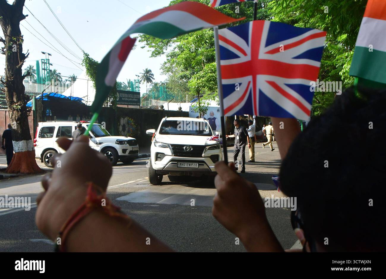 MUMBAI, INDIA - OCTOBER 8: Students from BMC schools wave Indian and UK ...