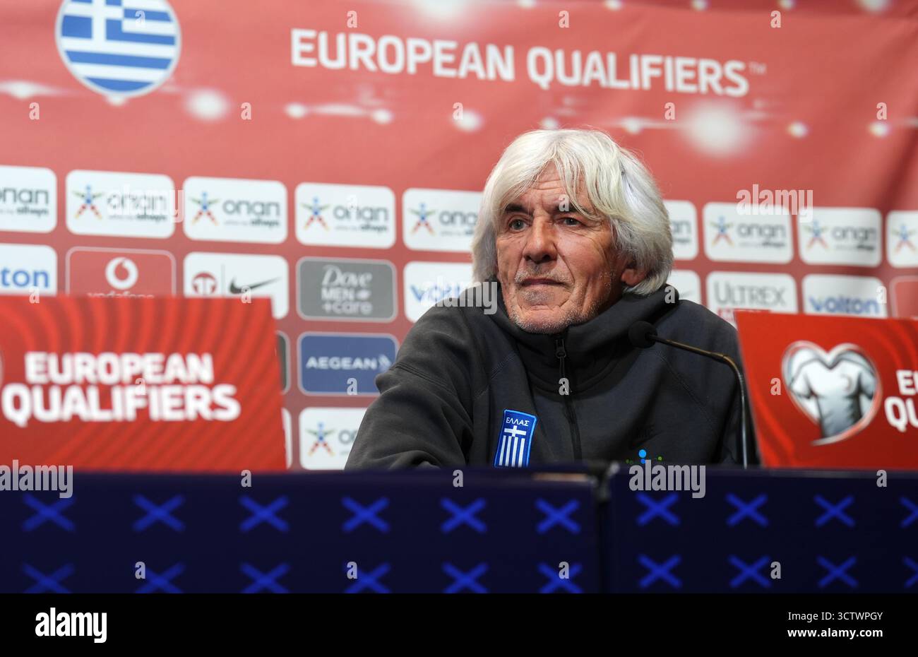 Greece manager Ivan Jovanovic during a press conference at Hampden Park ...