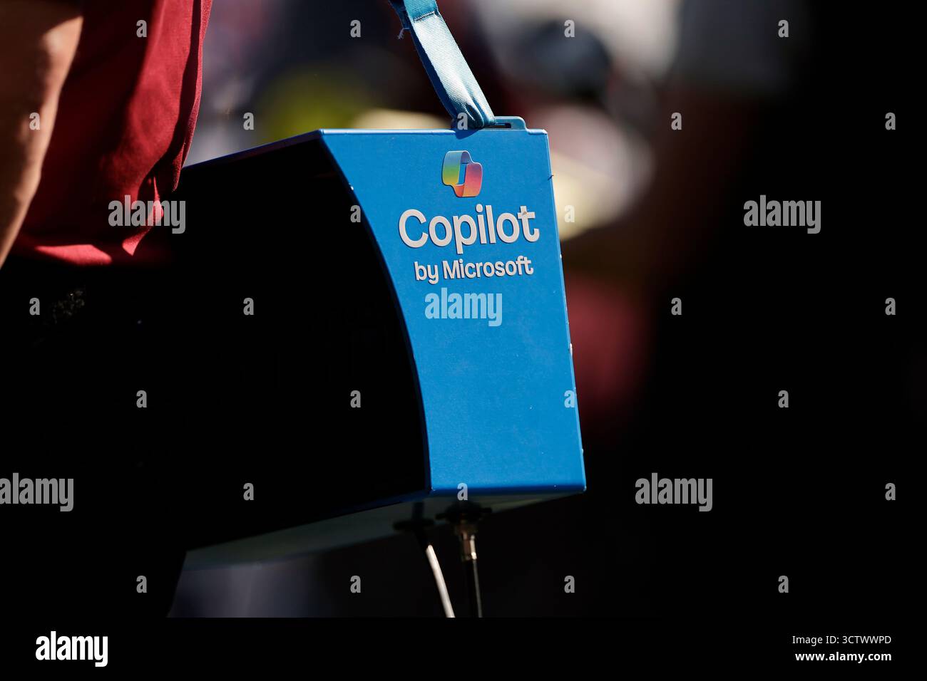 A Copilot by Microsoft tablet is seen on the sidelines for Instant ...