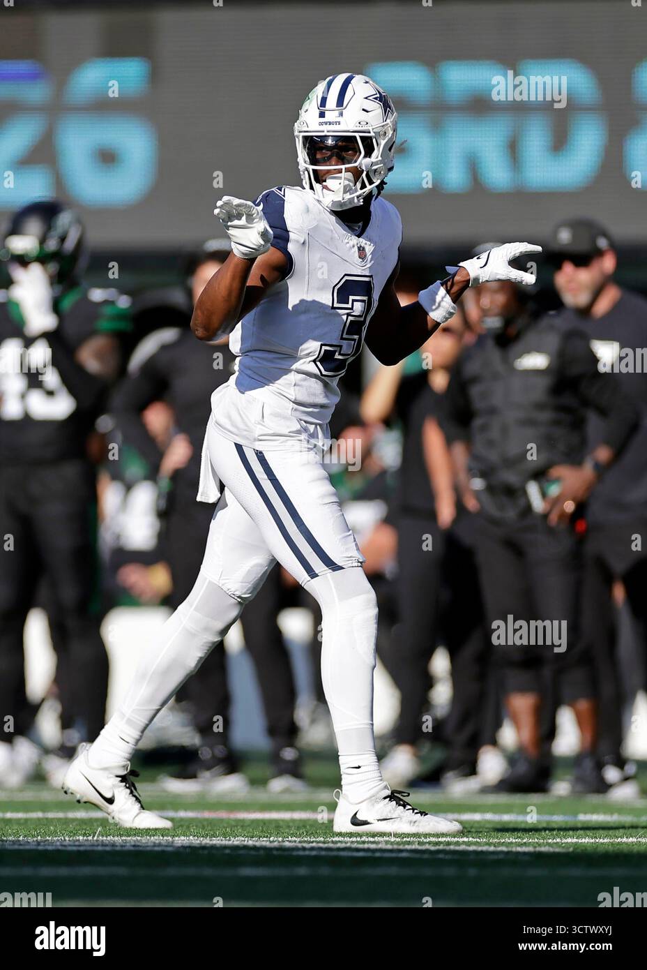 Dallas Cowboys wide receiver George Pickens (3) reacts during an NFL ...