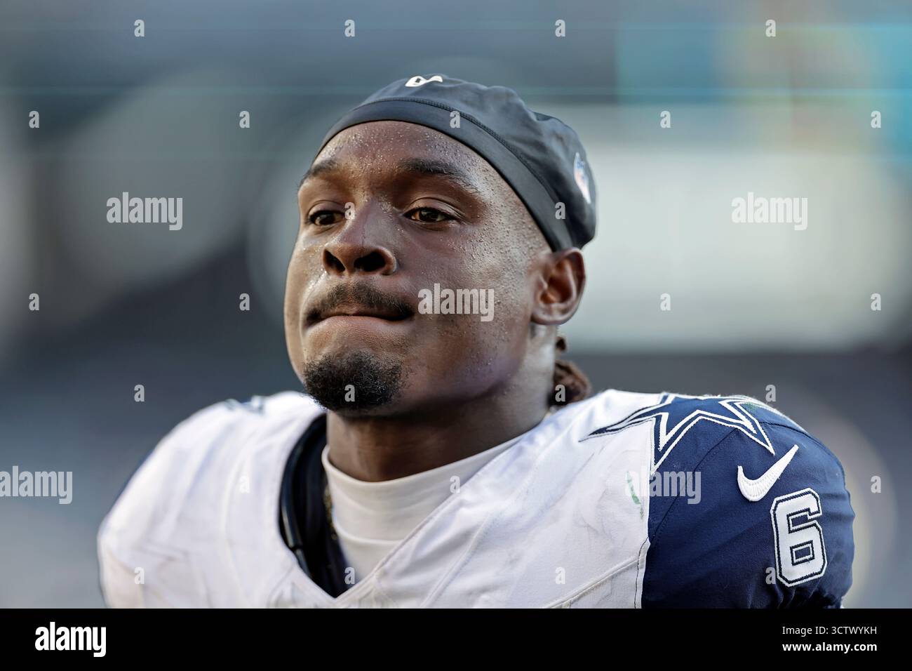 Dallas Cowboys safety Donovan Wilson (6) runs off the field after an ...