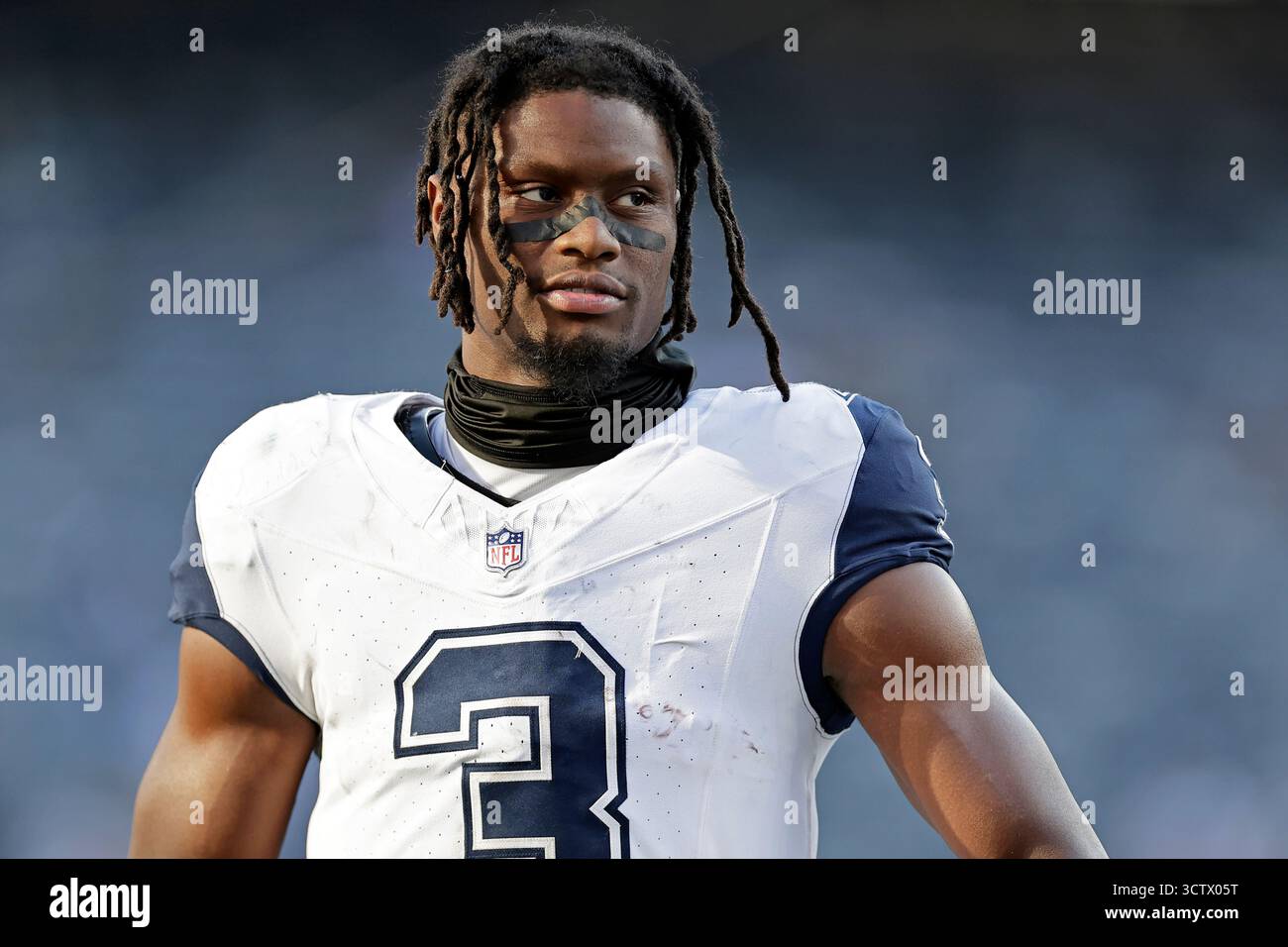 Dallas Cowboys wide receiver George Pickens (3) runs off the field ...