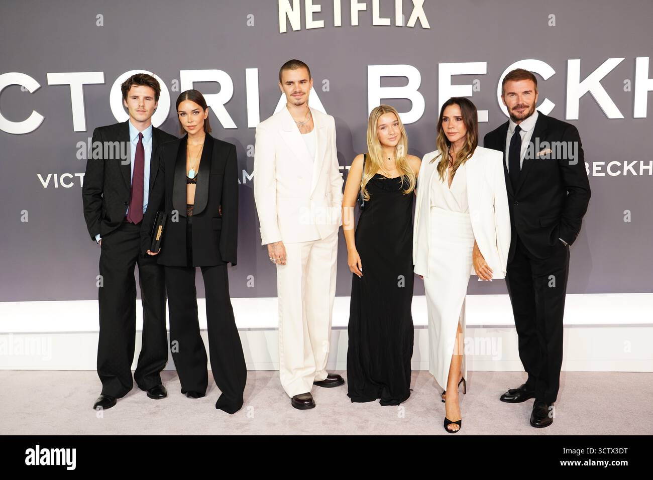 (left to right) Cruz Beckham, Jackie Apostel, Romeo Beckham, Harper ...