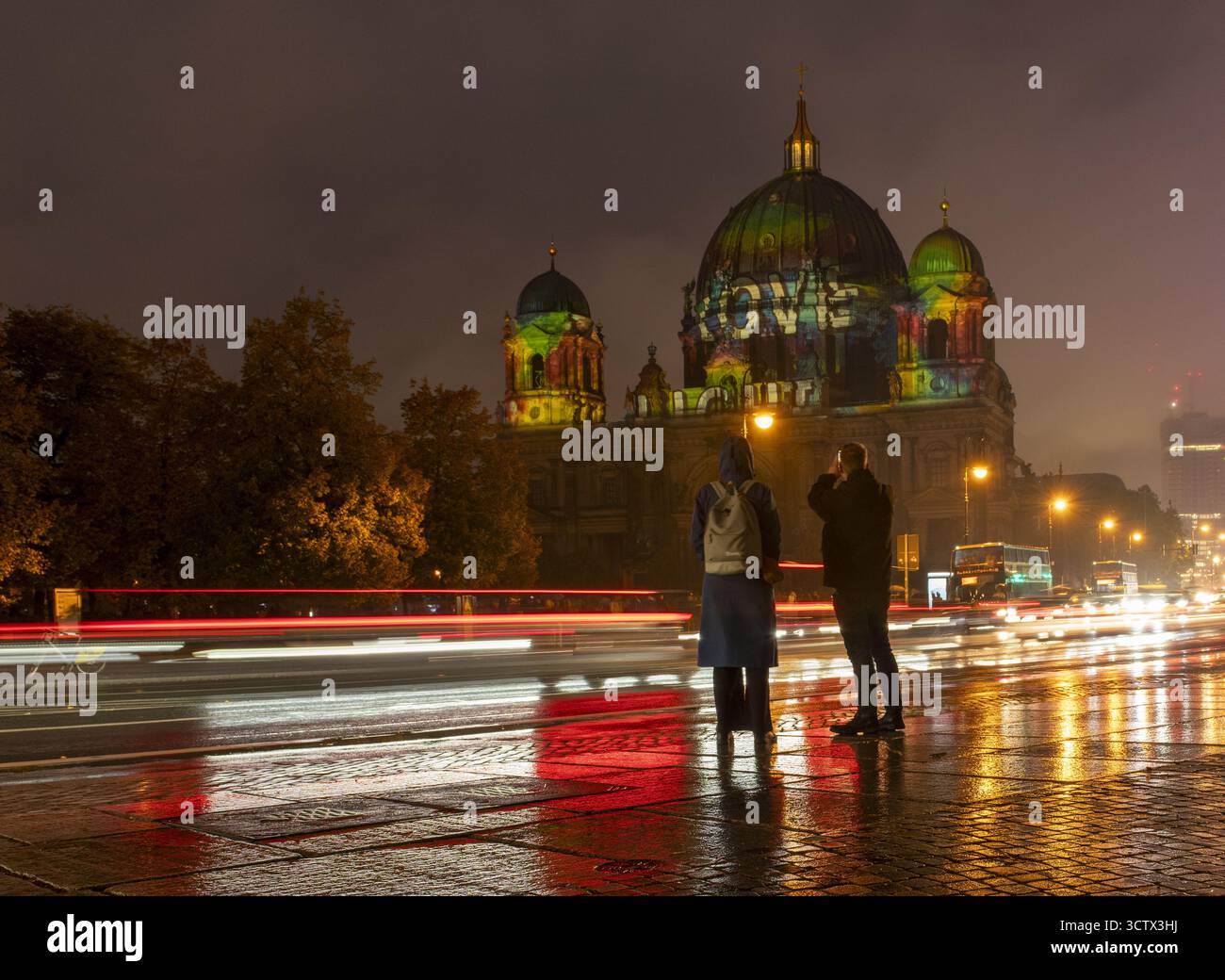 8th Oct 2025. The Berliner Dom illuminated as part of the Berlin Light ...