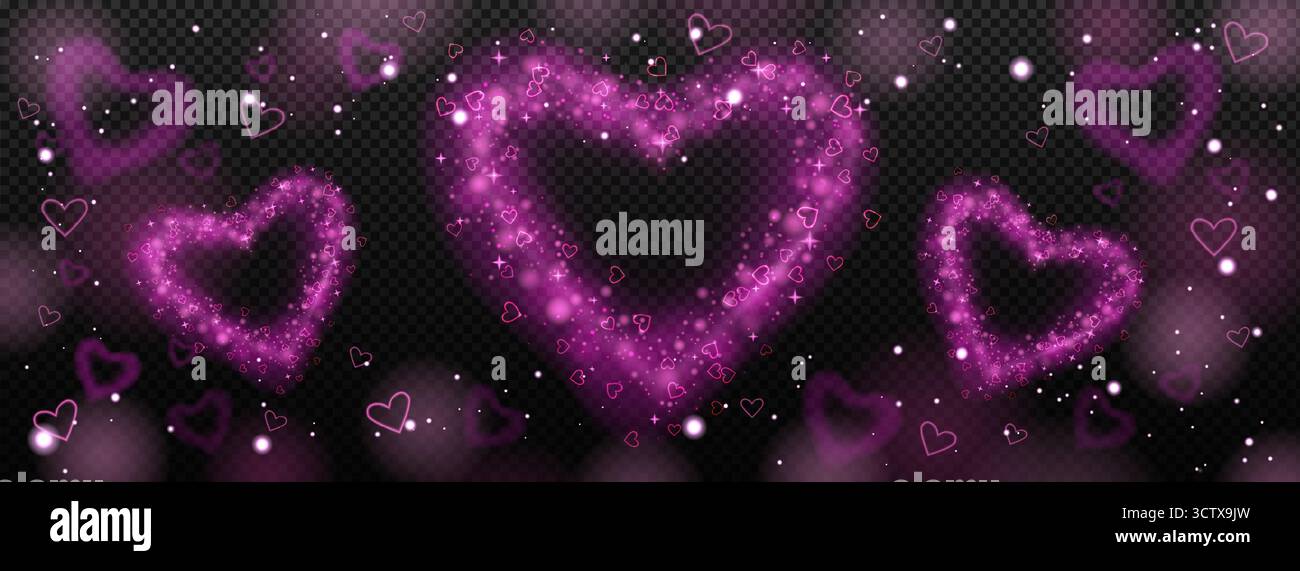 Valentine theme background with pink and red flare heart glow and ...
