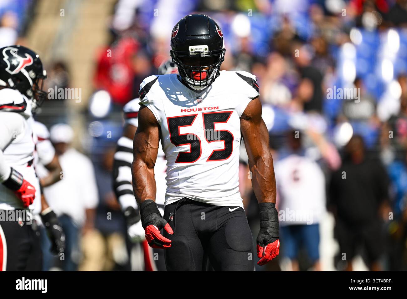 Houston Texans defensive end Danielle Hunter (55) looks on during pre ...