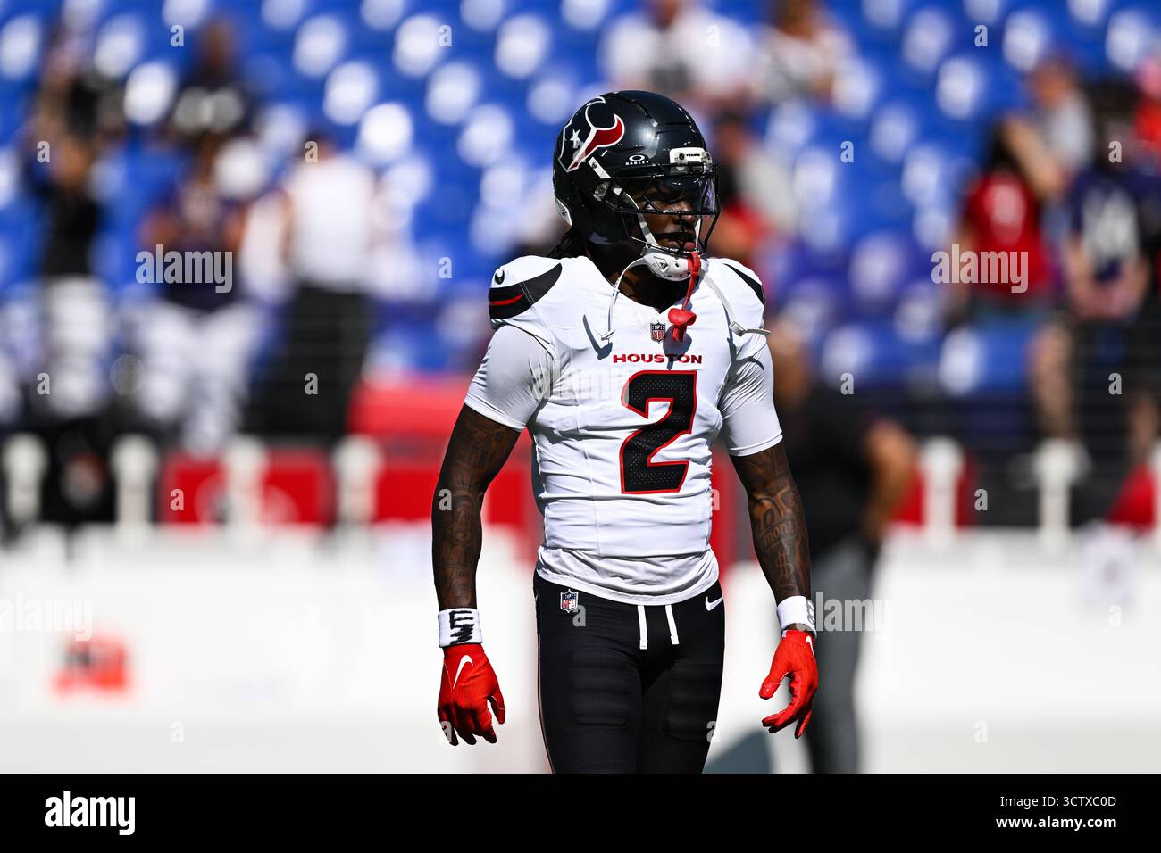 Houston Texans safety Calen Bullock (2) looks on during pre-game warm ...