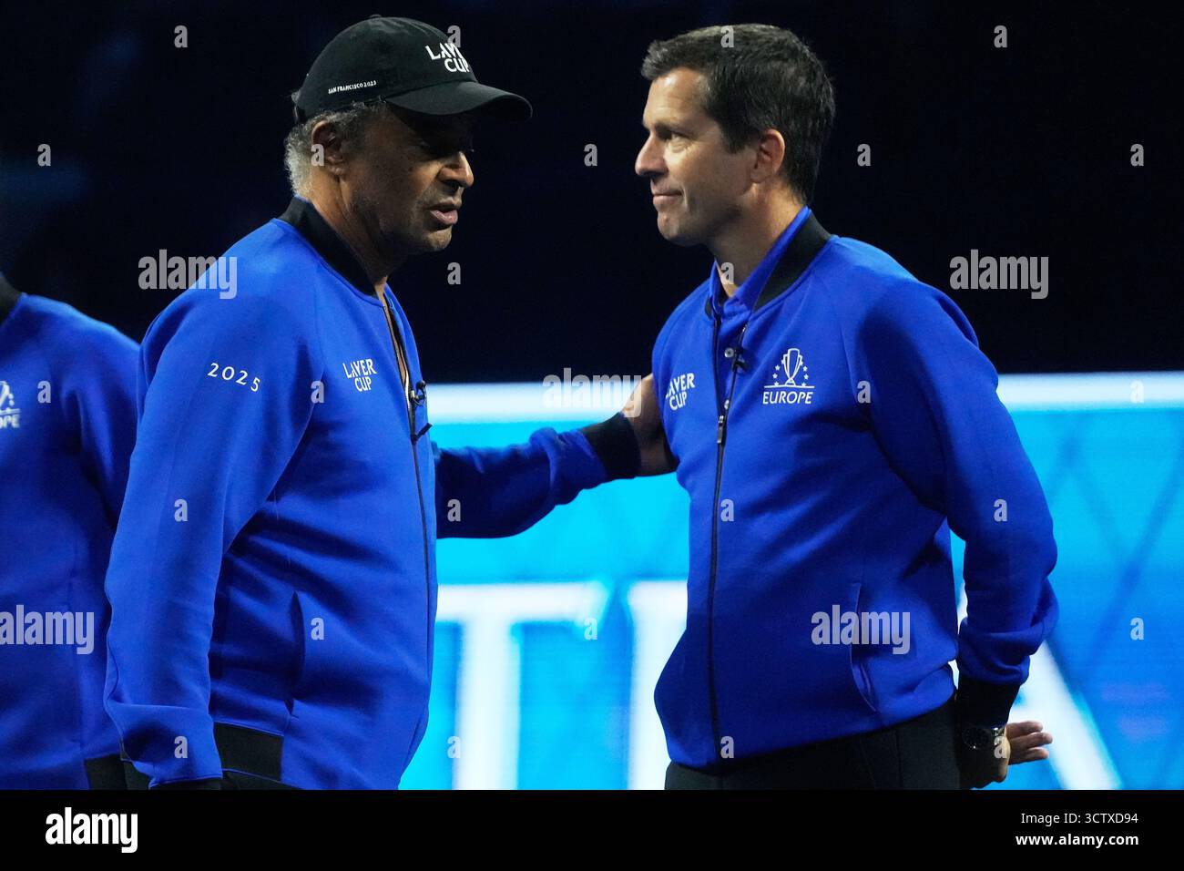 Team Europe captain Yannick Noah, left, and vice captain Tim Henman ...