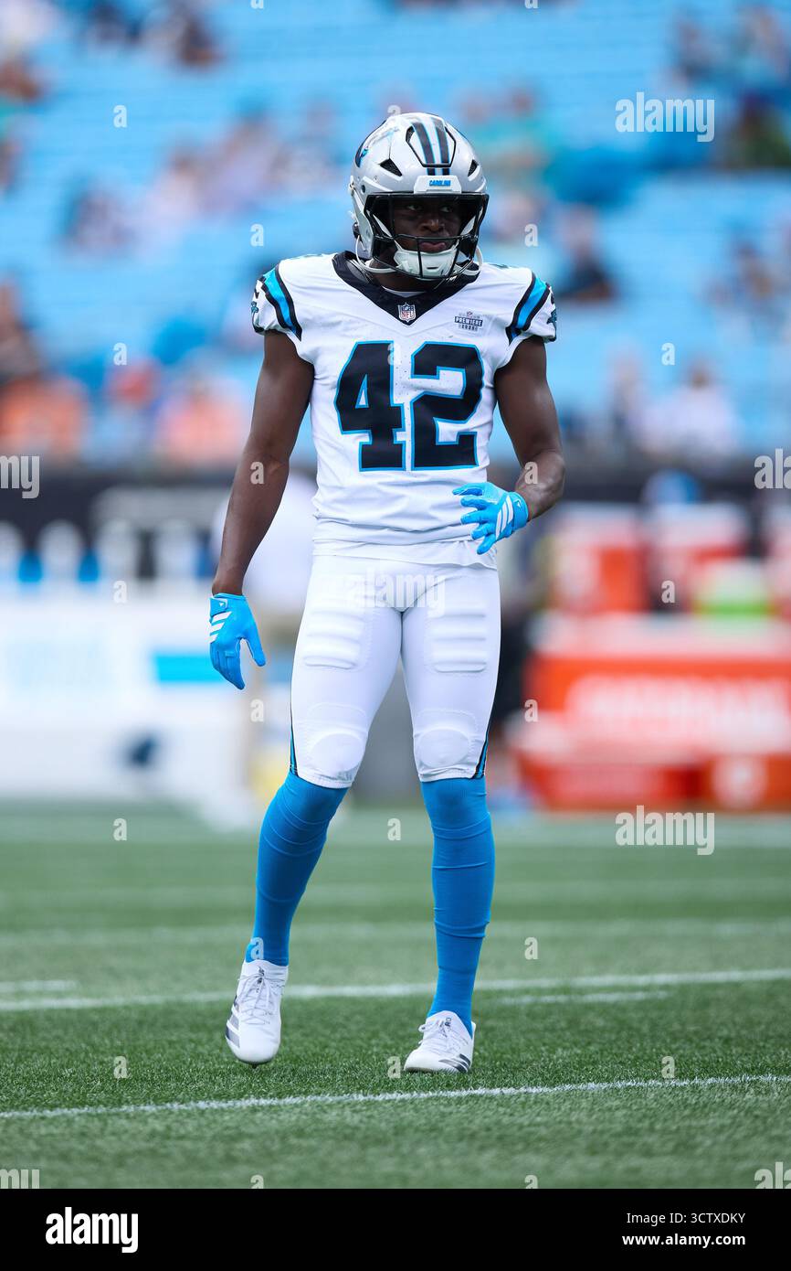Carolina Panthers safety Trevian Thomas (42) warms up prior to an NFL ...