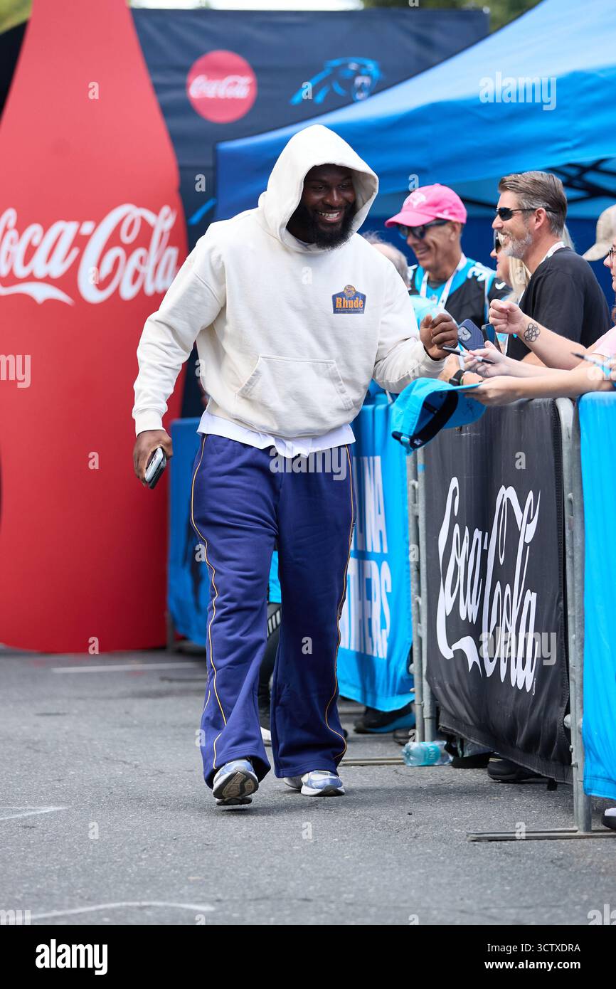 Carolina Panthers linebacker Claudin Cherelus arrives at Bank of ...