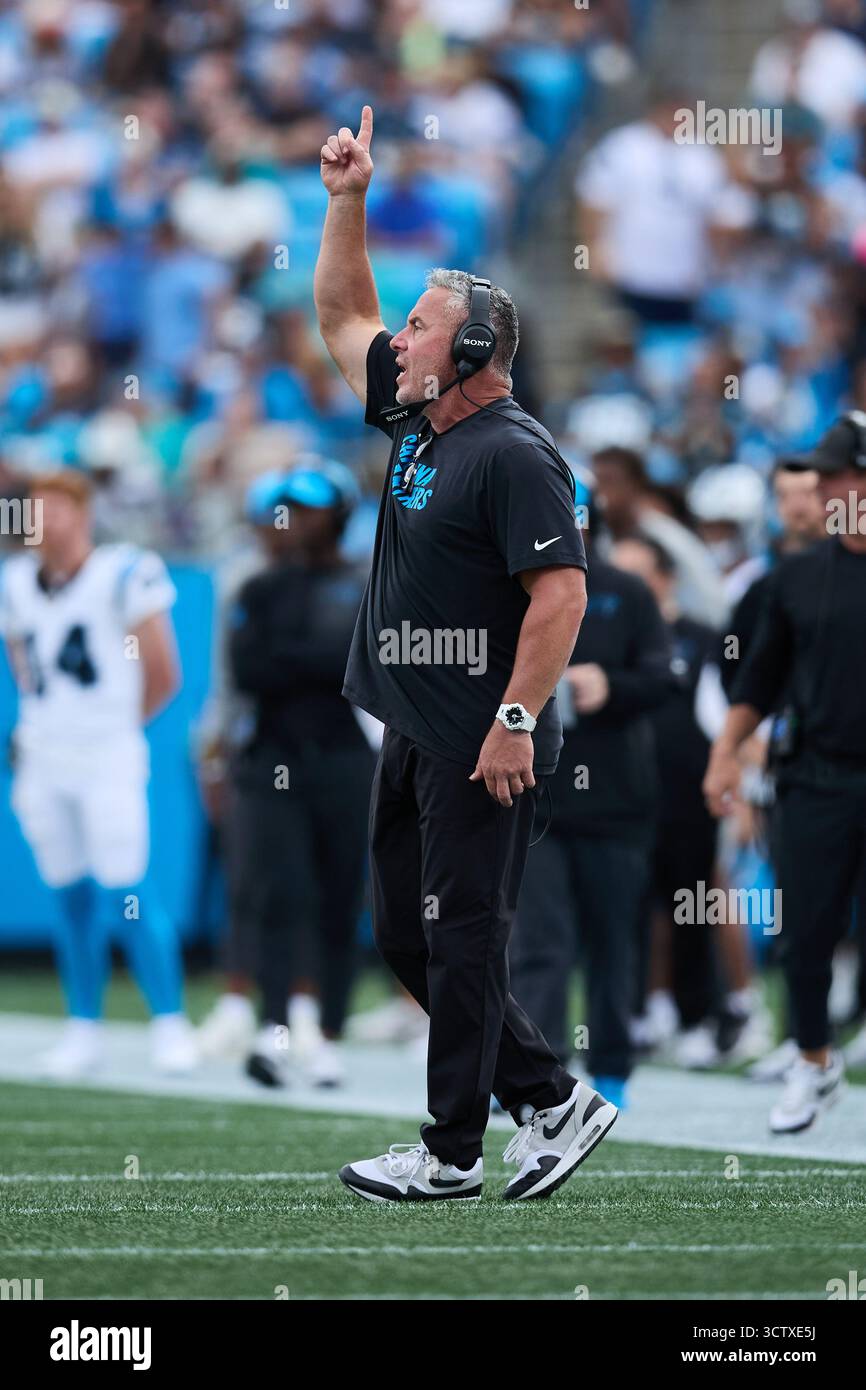 Carolina Panthers tight ends coach Pat McPherson signals to his team ...