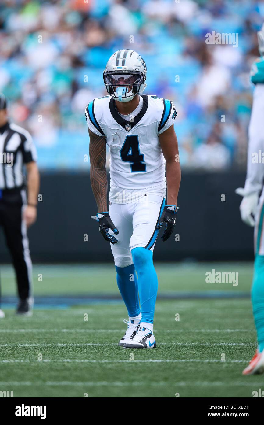 Carolina Panthers wide receiver Tetairoa McMillan (4) lines up on ...