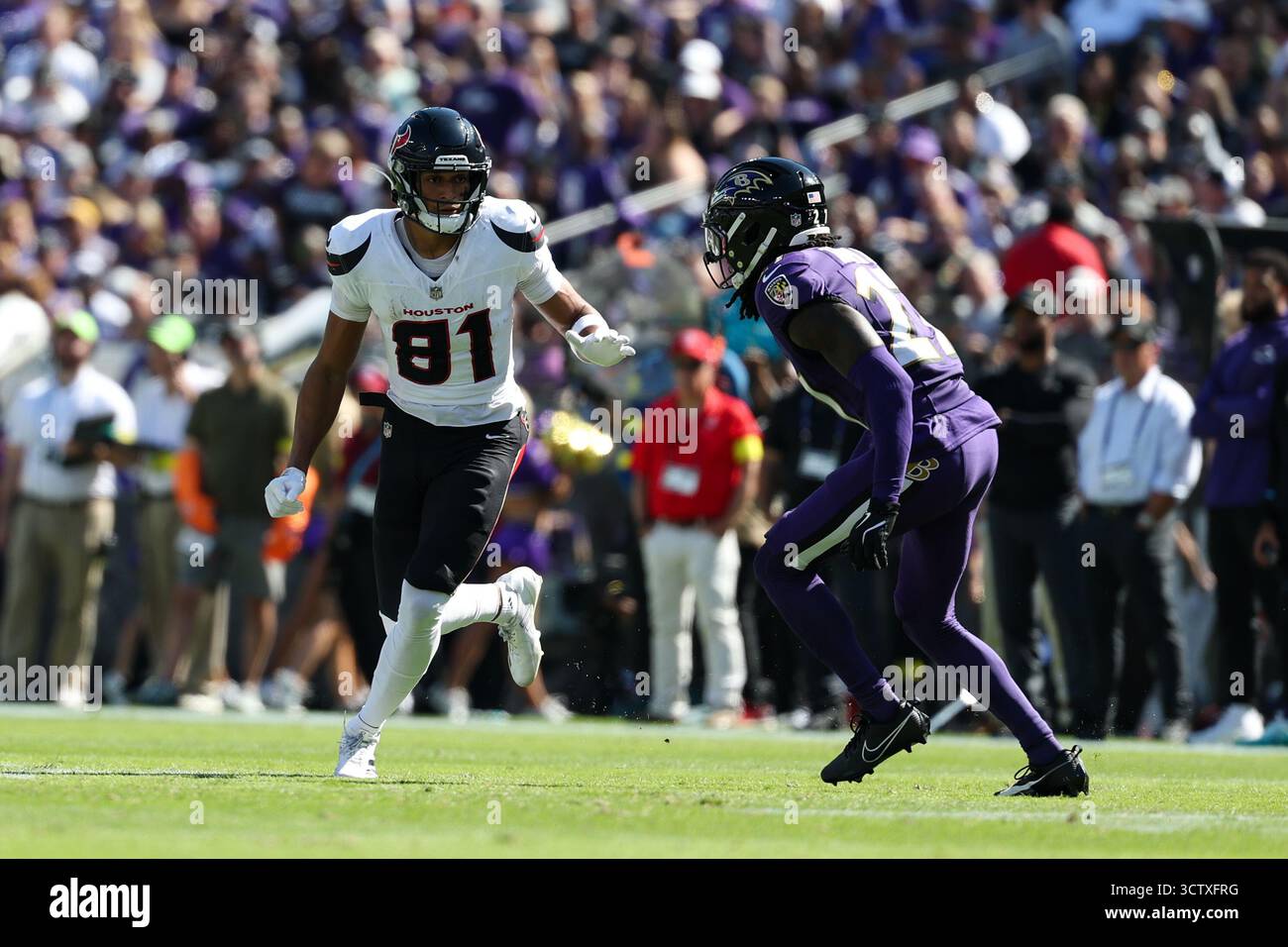 Houston Texans wide receiver Jayden Higgins (81) in action against ...
