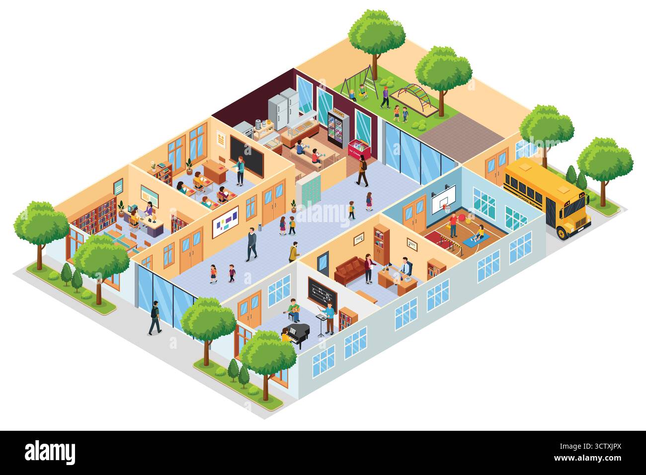 School campus vector vectors Cut Out Stock Images & Pictures - Alamy