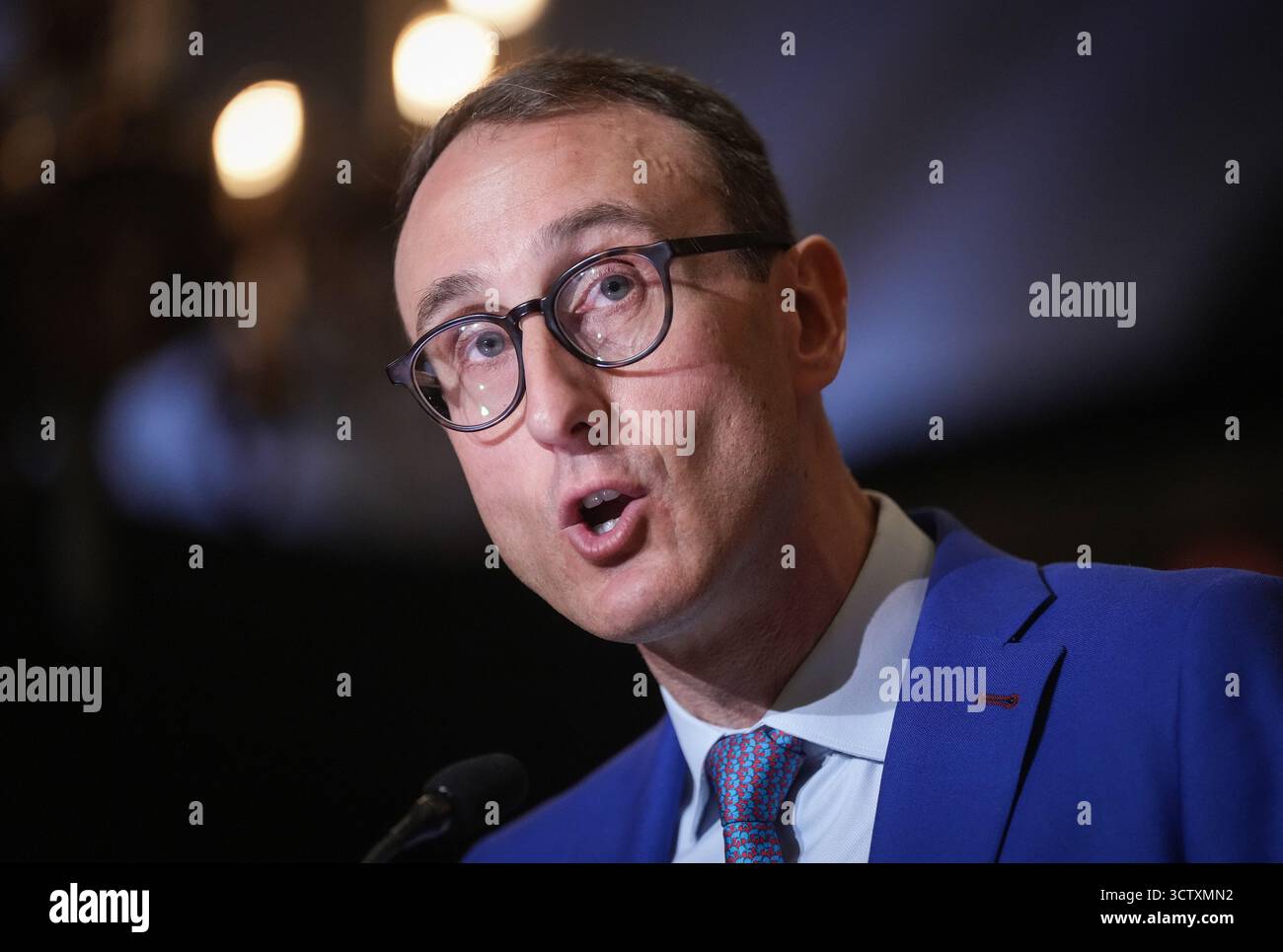 Bolo Program executive director Max Langlois speaks during a news ...