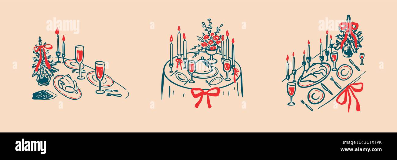 Simple christmas dinner table Stock Vector Images - Alamy