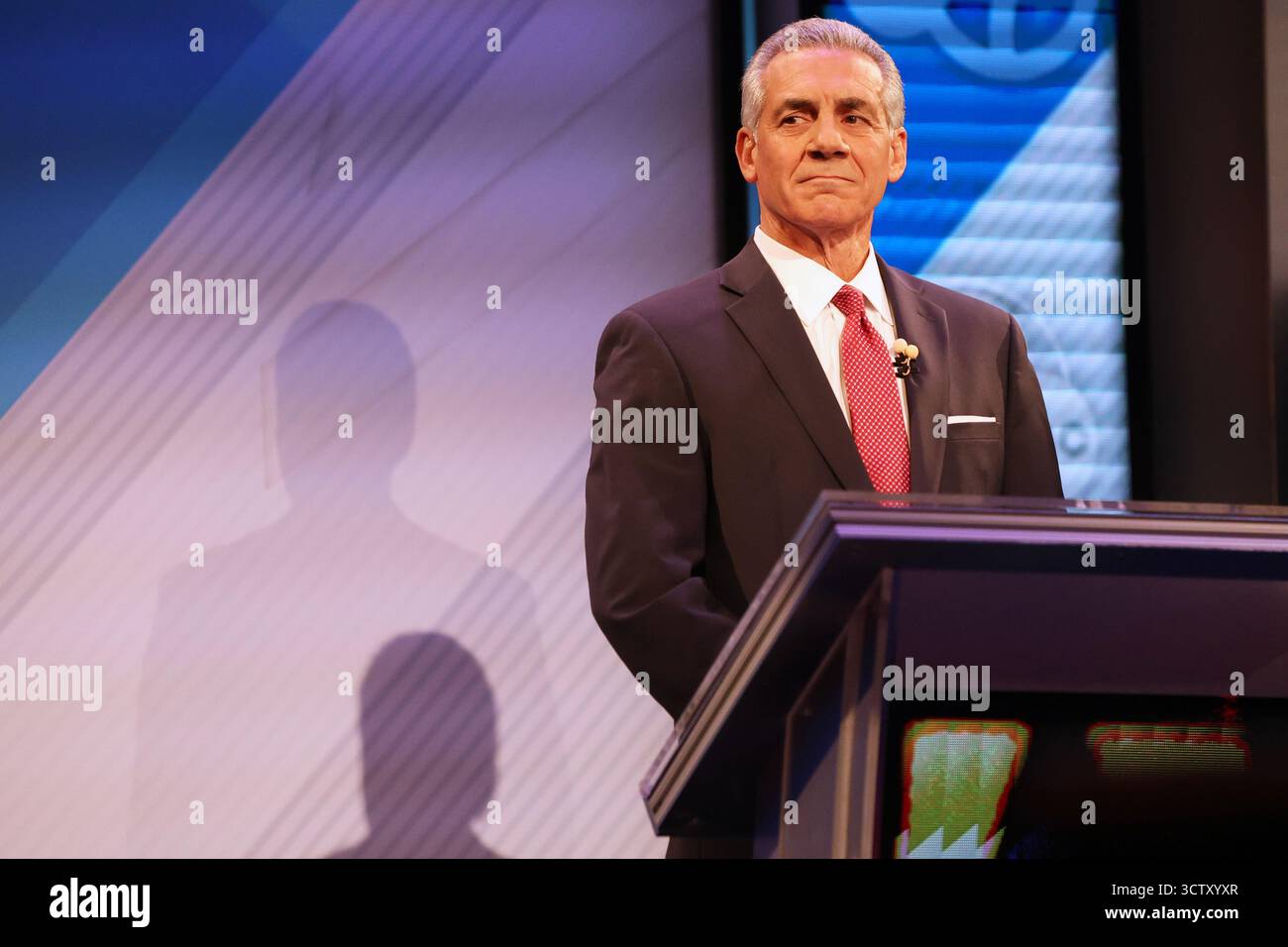 Republican Jack Ciattarelli stands before the final debate in the New Jersey governor's race ...