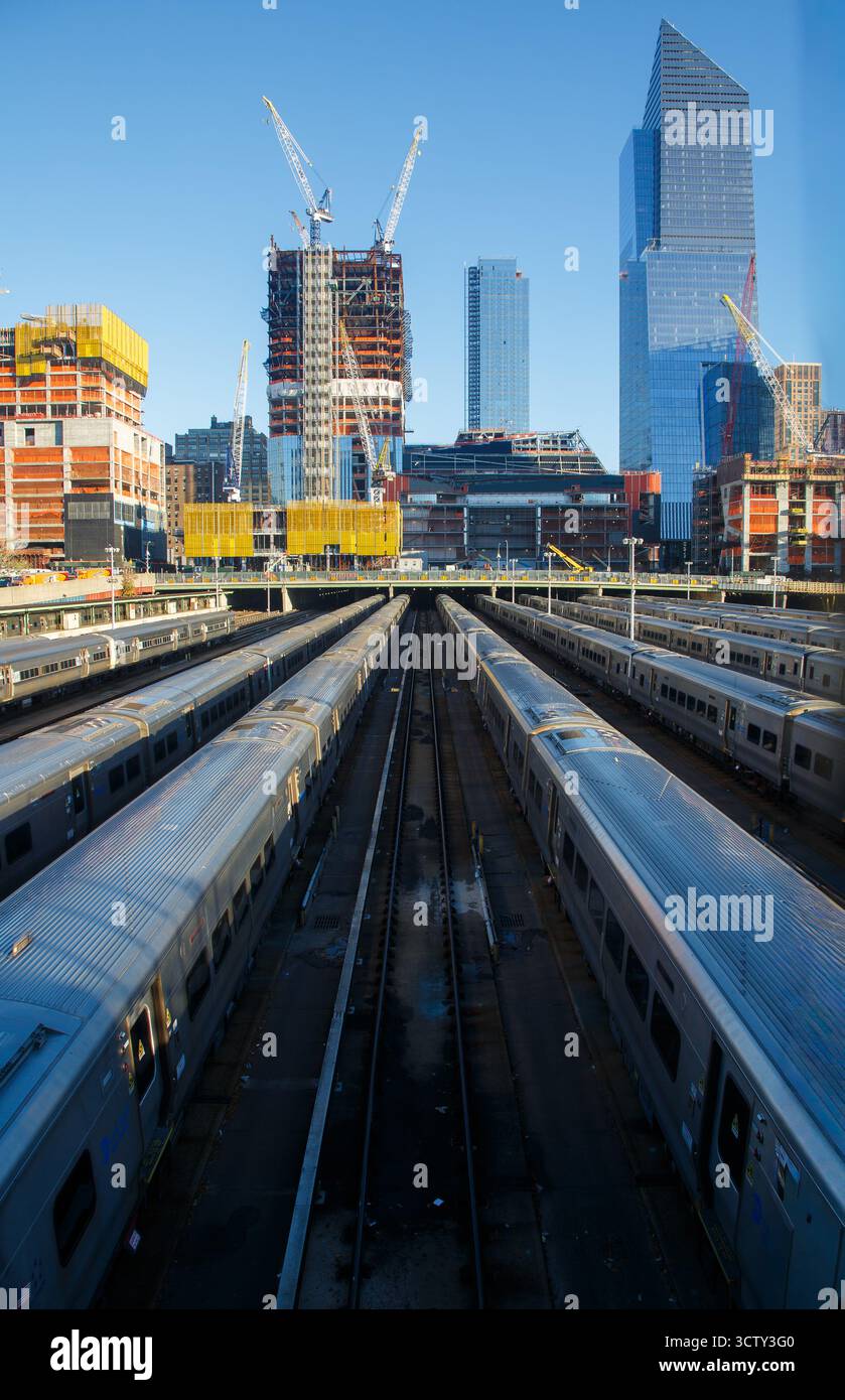 The MTA West Side yard subway trains in Hudson Yards, Manhattan, New ...