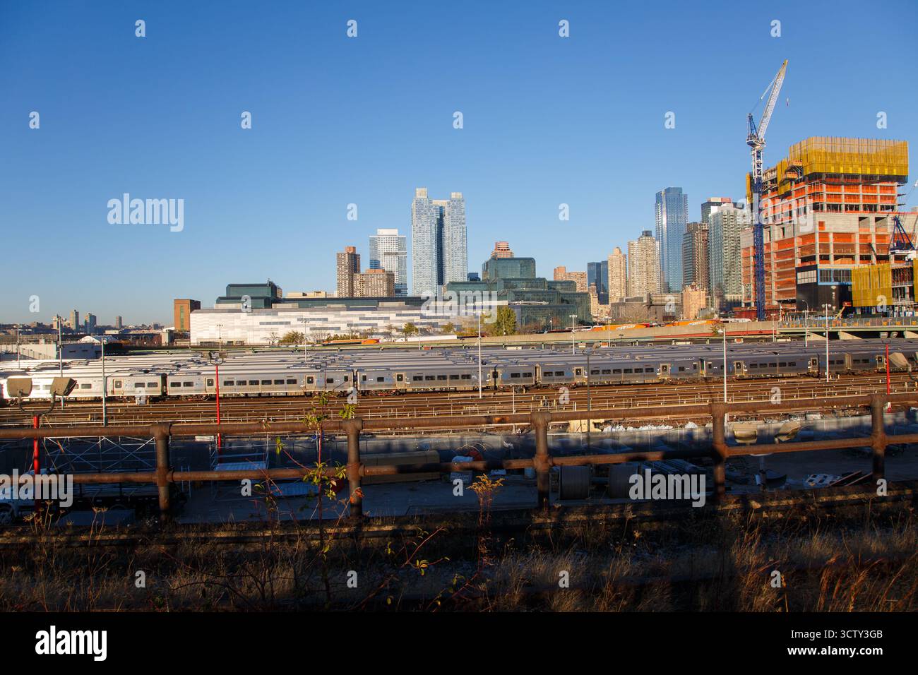 The MTA West Side yard subway trains in Hudson Yards, Manhattan, New ...