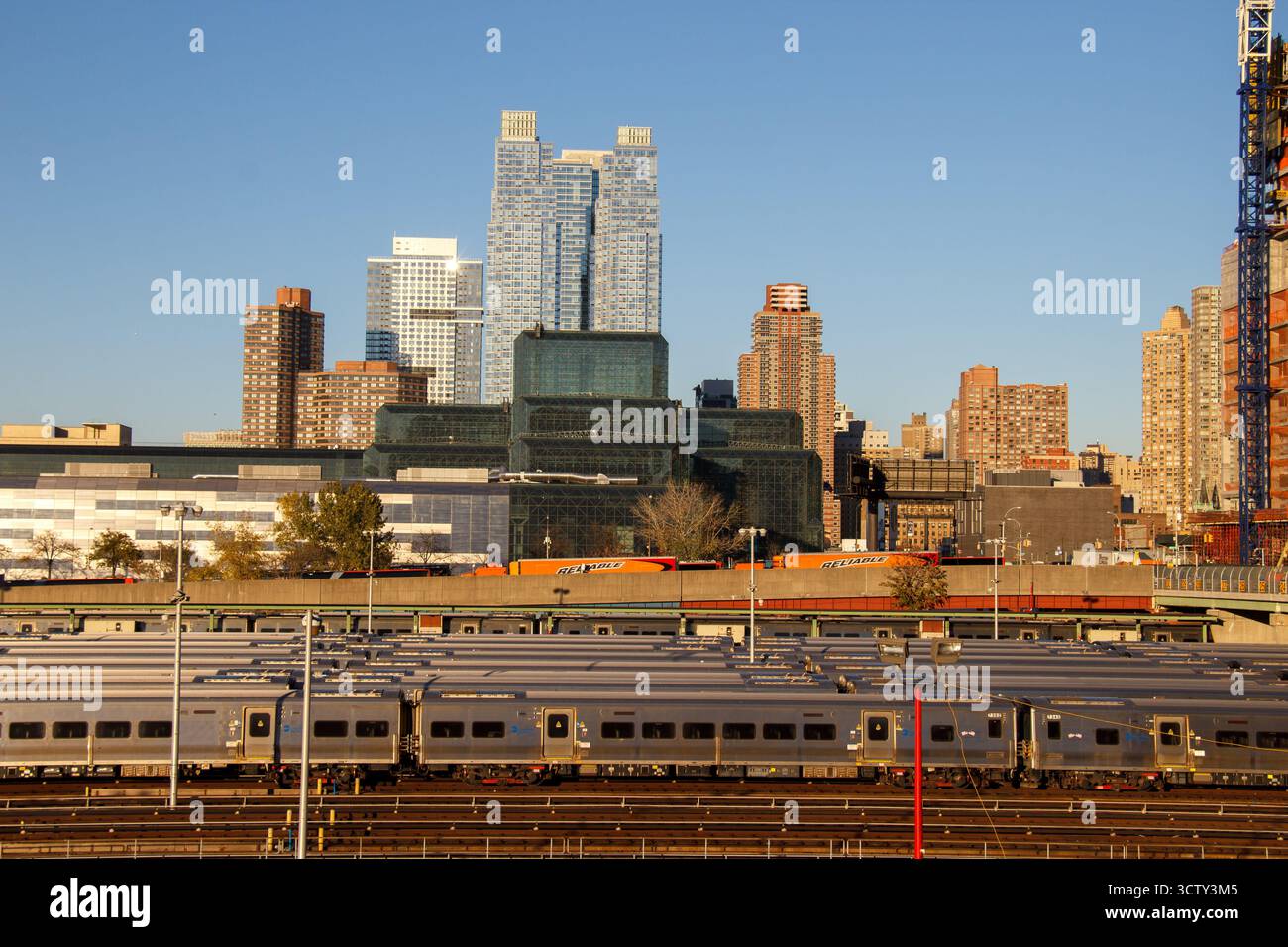 The MTA West Side yard subway trains in Hudson Yards, Manhattan, New ...