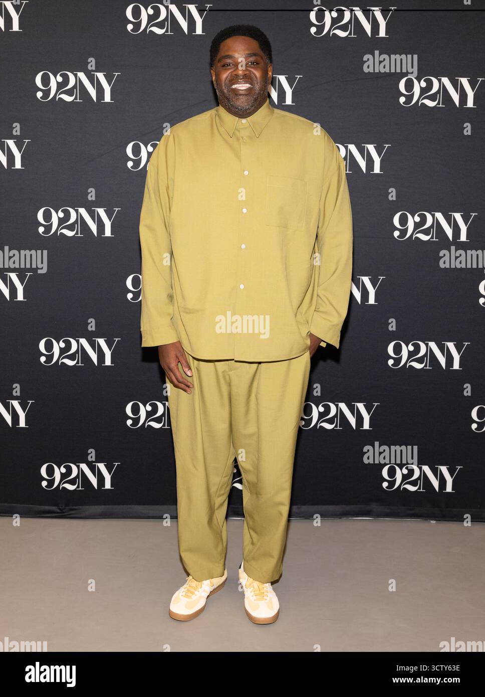 Ron Funches poses backstage before discussing the Apple TV+ television ...