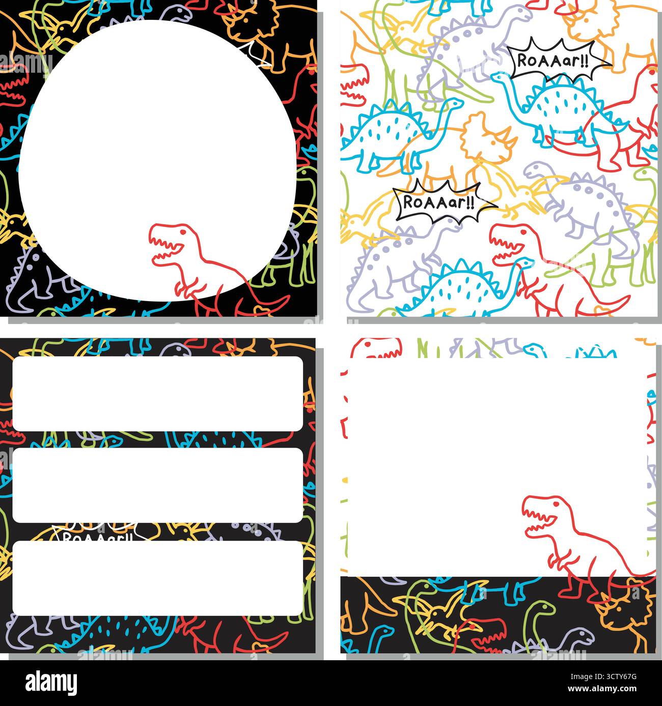 Cartoon baby dino pattern Cut Out Stock Images & Pictures - Alamy