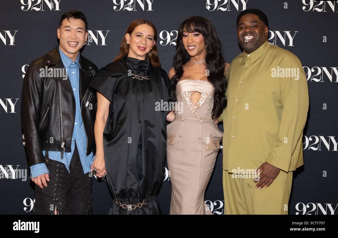Joel Kim Booster, from left, Maya Rudolph, Michaela Jae Rodriguez, and Ron Funches pose together ...