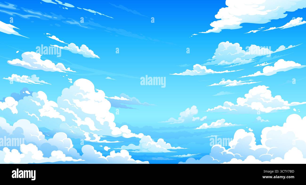 Summer anime manga sky with clouds background Stock Vector Image & Art ...