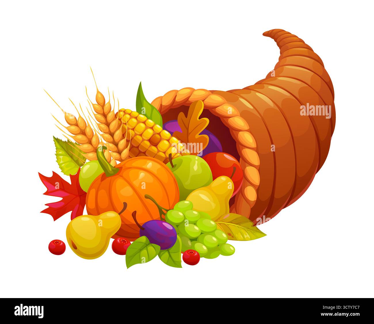 Cartoon cornucopia basket, Thanksgiving horn Stock Vector Image & Art ...