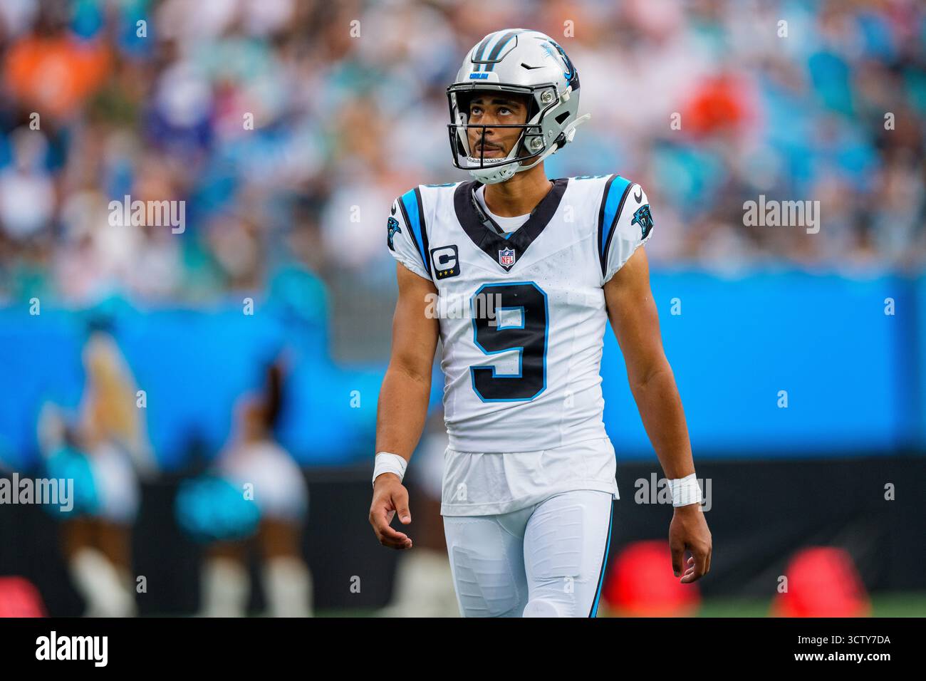 Carolina Panthers quarterback Bryce Young (9) looks on during an NFL ...