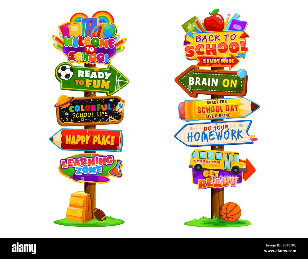 Back to school sign boards, education signages Stock Vector Image & Art ...