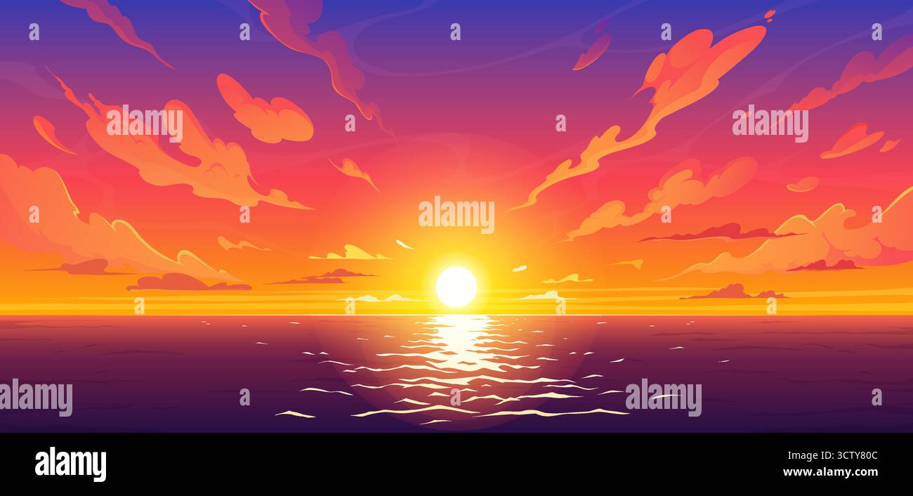 Cartoon anime sunset sky hi-res stock photography and images - Alamy