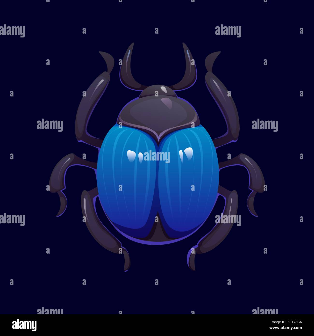 Cartoon Halloween scarab beetle with blue carapace Stock Vector Image ...