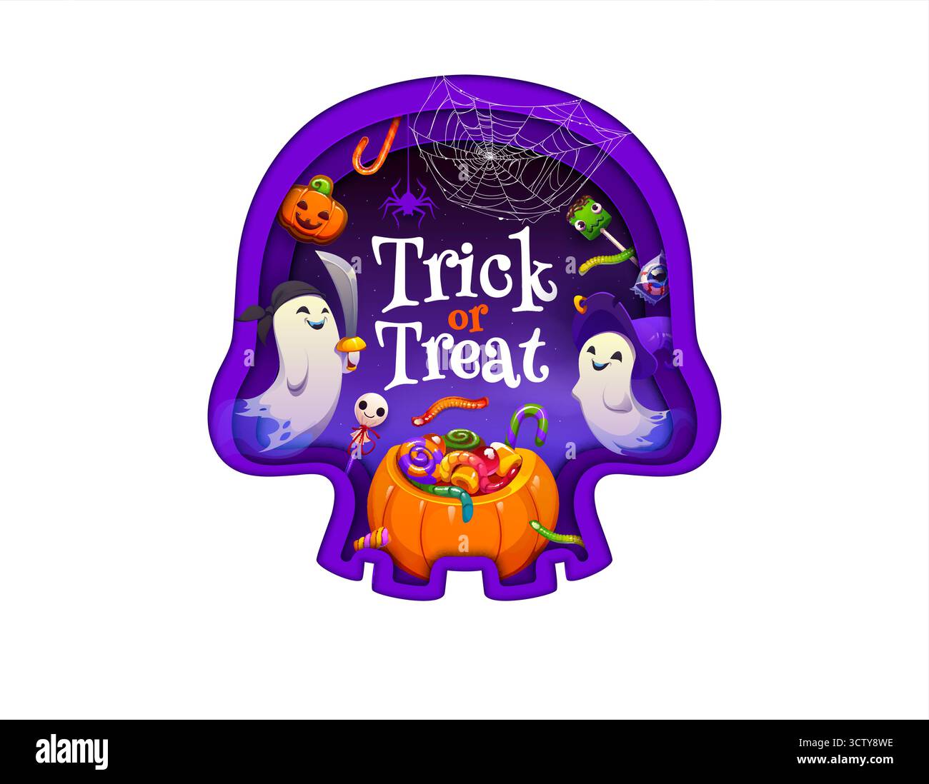 Halloween banner cute ghosts Cut Out Stock Images & Pictures - Alamy