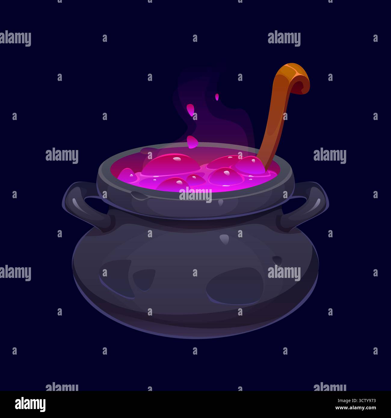 Cartoon Halloween wizard witch enchanted cauldron Stock Vector Image ...