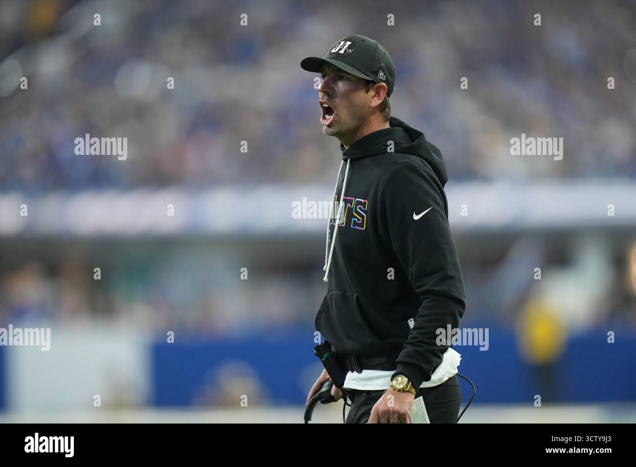 Indianapolis Colts head coach Shane Steichen shouts during the second ...