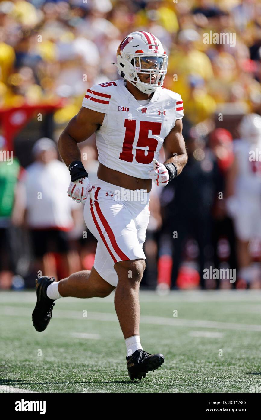 ANN ARBOR, MI - OCTOBER 04: Sebastian Cheeks #15 of the Wisconsin ...